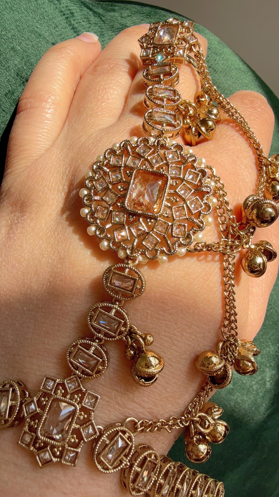 Gold Polki Pearl Kundan Hath Paan Single With Ghungroos Sound /hand ...