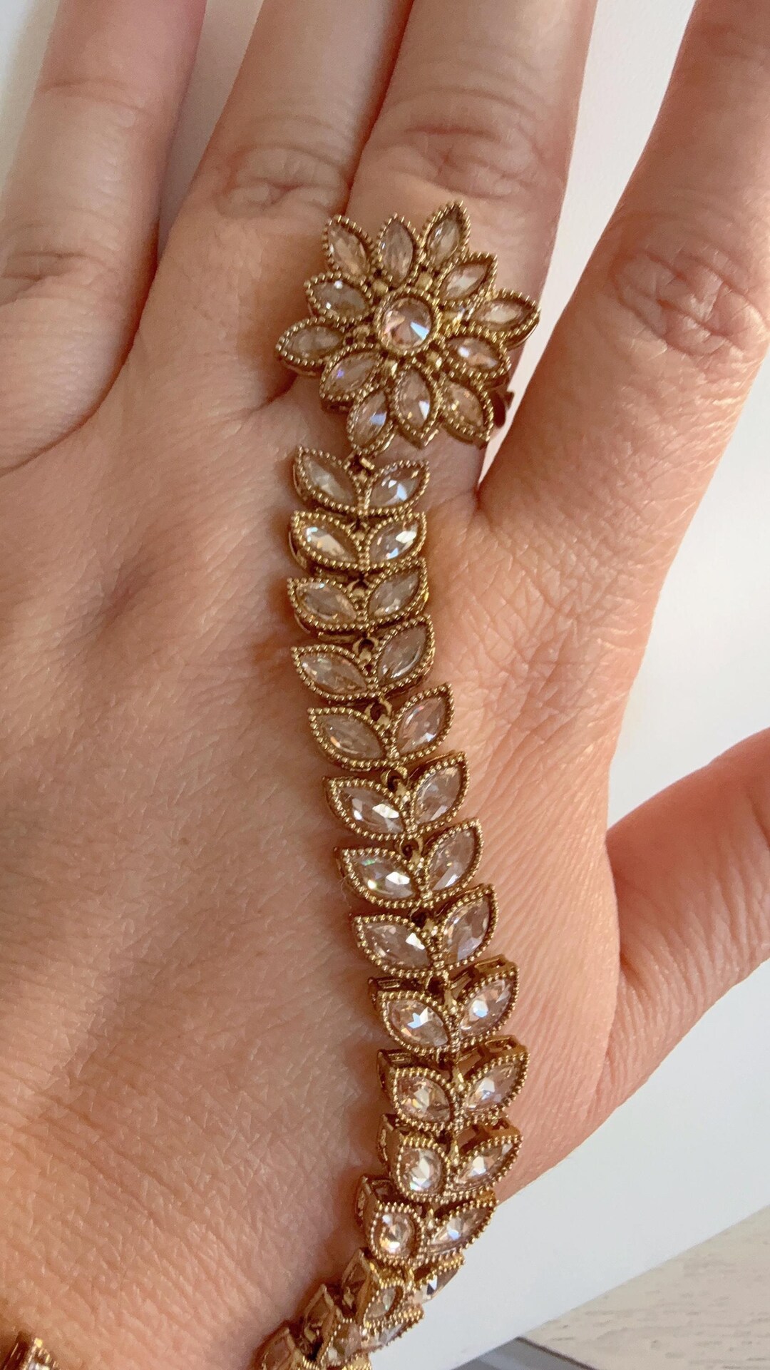 Antique Dull Color Polki Pearl Kundan Hath Paan Single /hand Harness ...