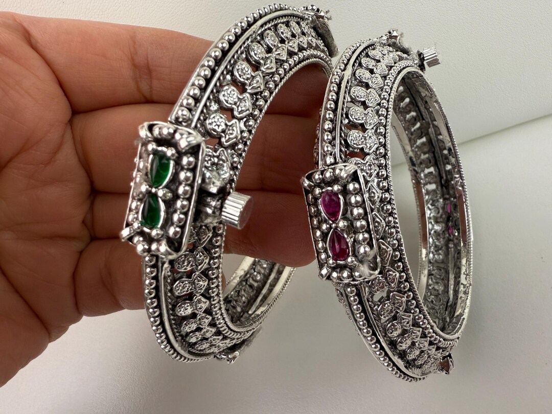 Openable Oxidized Silver Bangles /german Silver /oxidized Bangles ...