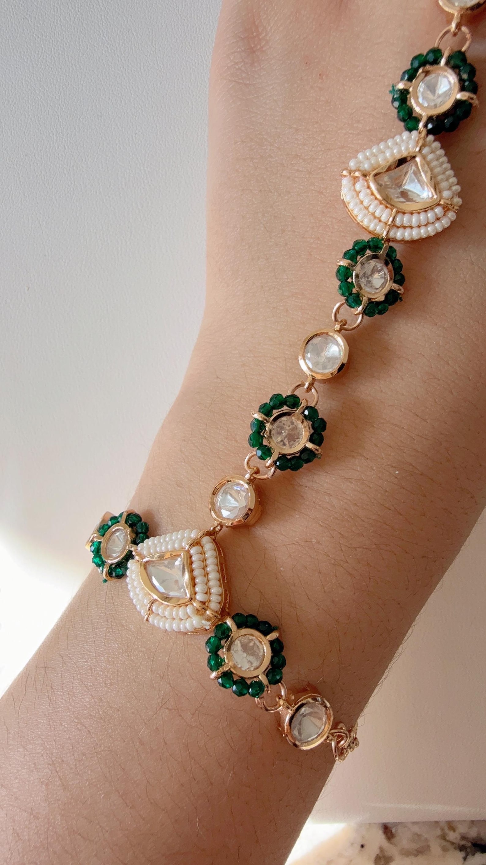 Moissanite Diamond Hathphool /green Hand Harness/indian Jewelry/hand ...