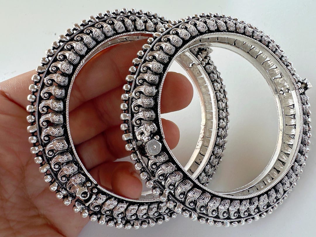 Openable Oxidized Silver Bangles /german Silver /oxidized Bangles ...
