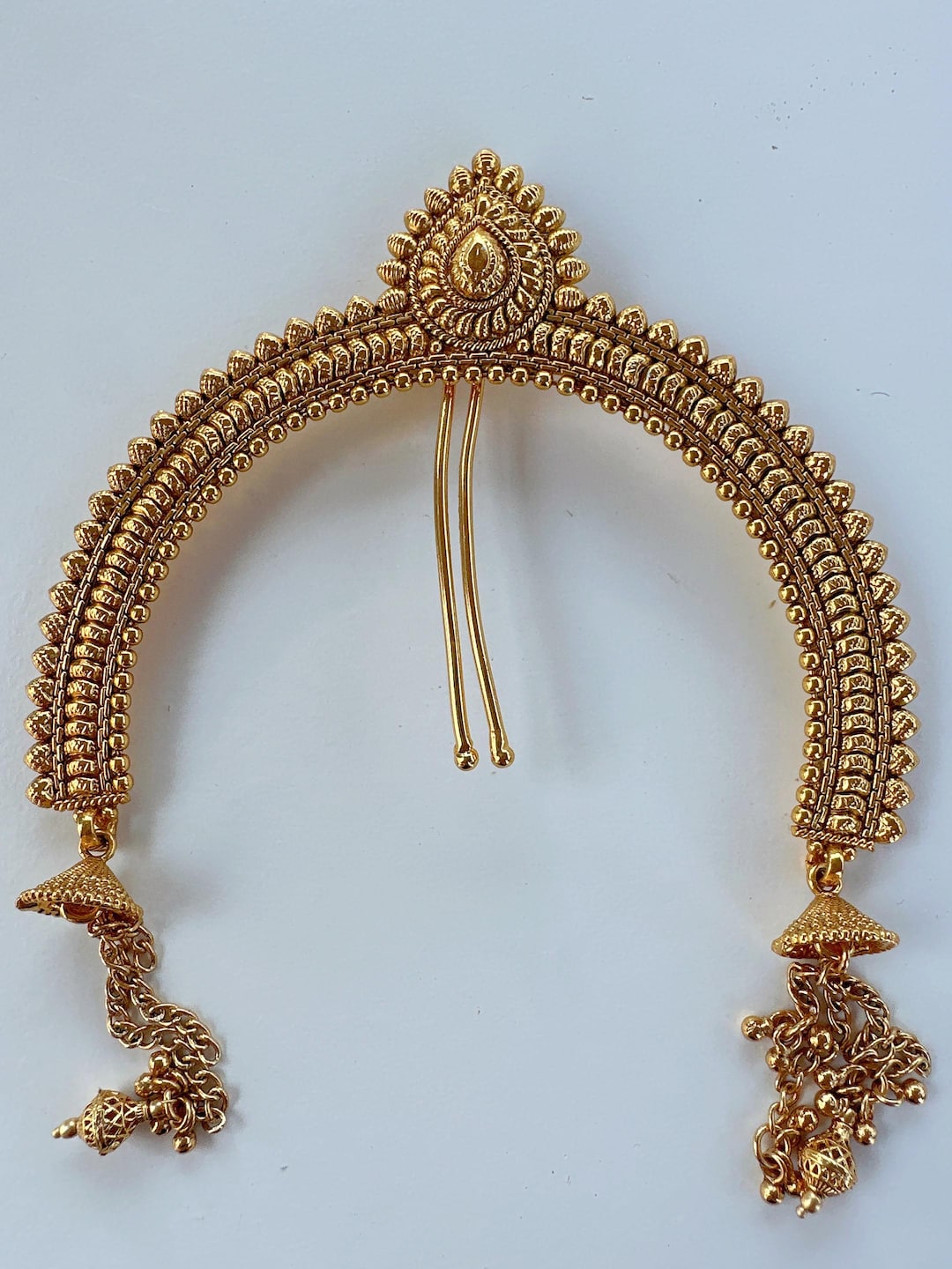 Indian Hair Jewelry|/bridal Antique Classic Hair Brooch /gold Hair Bun ...