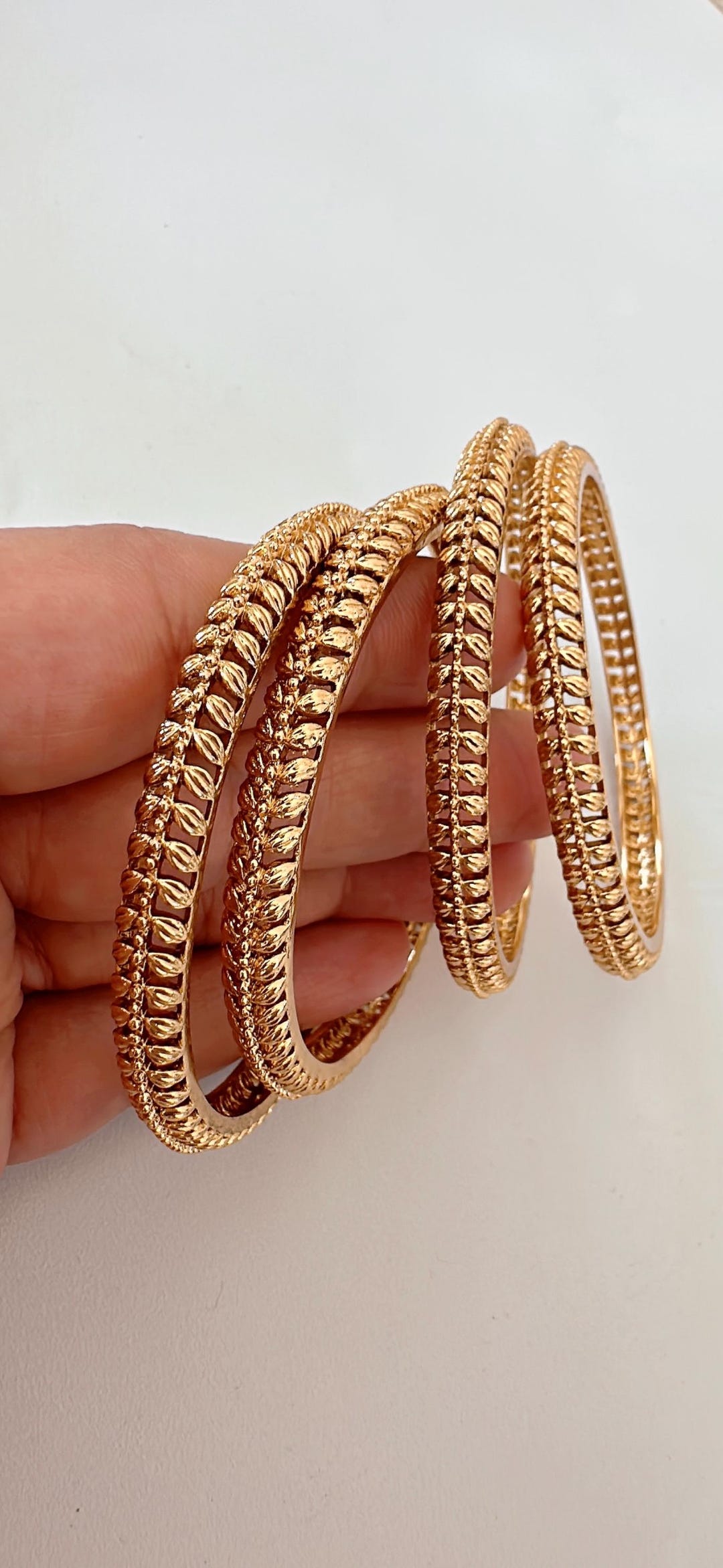 Indian Bangles 4 PC Set /pearl Bridal Bangle Set/gold Plated Wedding Bangles/mix N Match Bangles ...