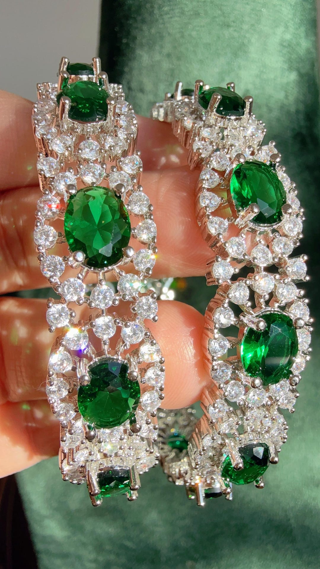 Trisha Green Diamond Bangles/blue Diamond Bangles /indian Bangles ...