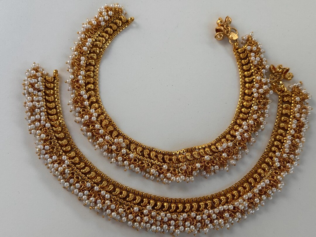 Chandni Pearl Payal/indian Anklets/ Gold Anklet Payal/bridal Anklet ...