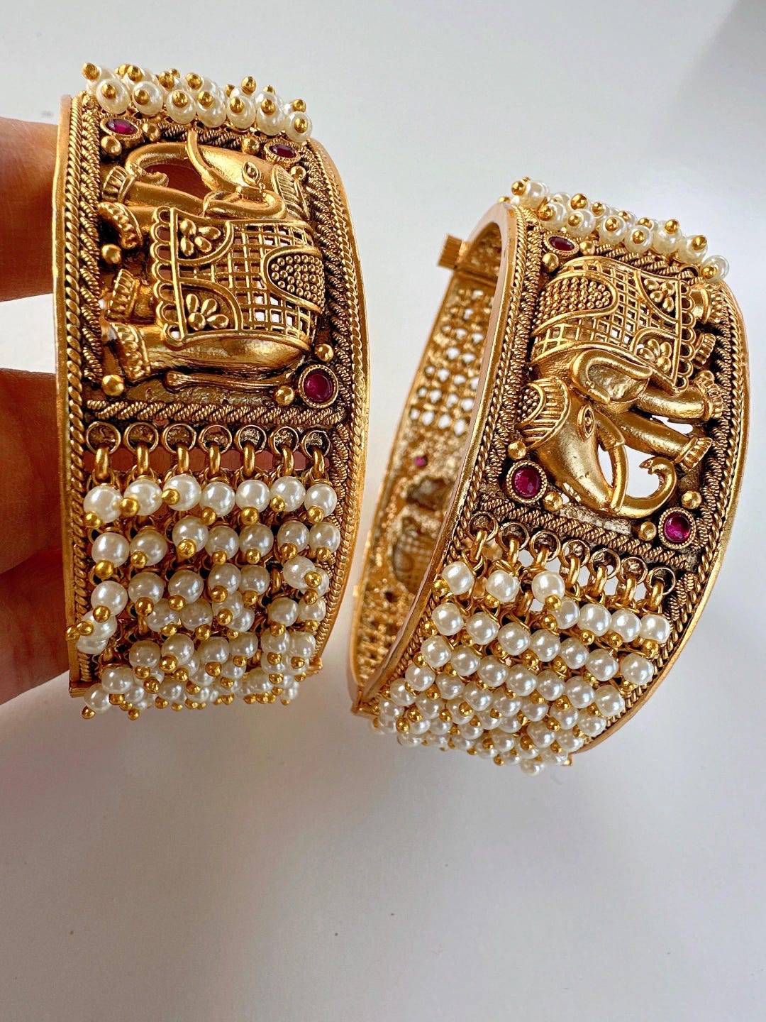 Antique Elephant Kada Bangle /indian Bangles/antique Gold Kada/kundan ...
