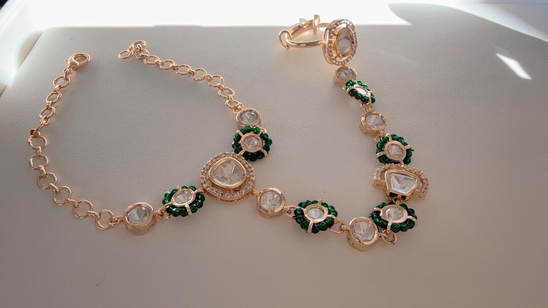 Moissanite Diamond Hathphool /green Hand Harness/indian Jewelry/hand ...