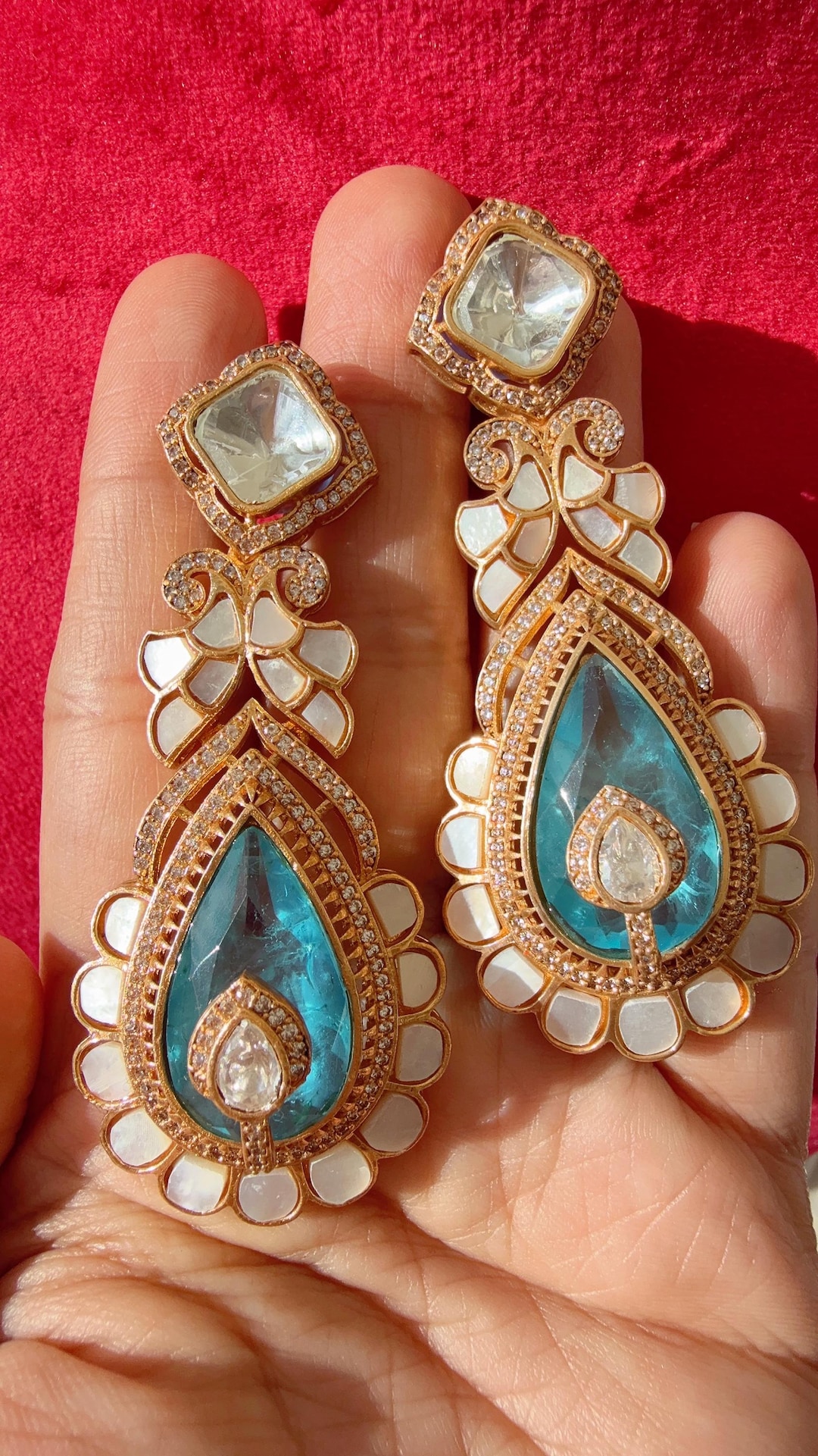 Ratna Sabyasachi-inspired Moissanite Firoza Mother of Pearl Diamond ...