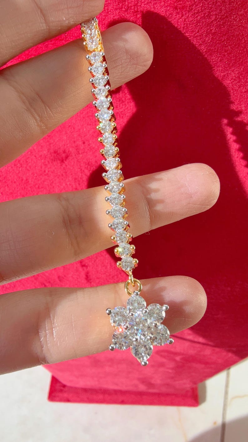 American Diamond Maang Tikka/ Indian Wedding Jewelry/bridal Maang Tikka ...
