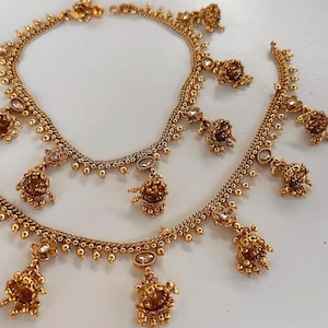 Indian Gold Jhumka Payal Pair /indian Anklets/ Gold Anklet Payal/bridal ...