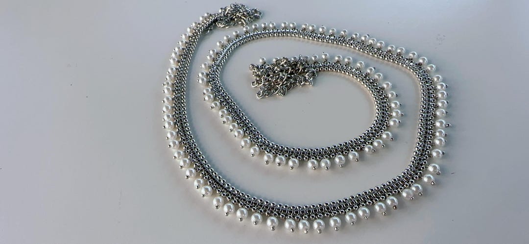 Silver Waist Chain/waist Belt/indian Belly Chain/ Silver Polki Kundan ...