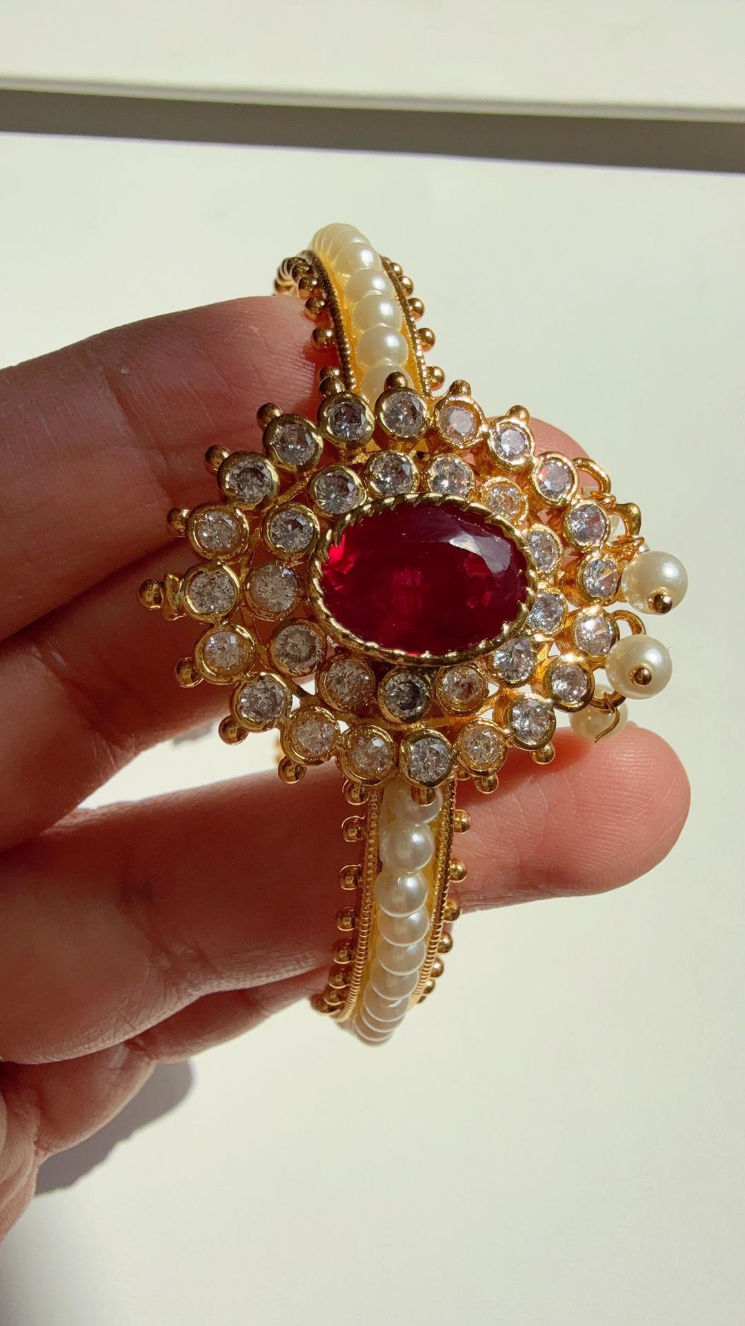 1 Gram Gold Bridal Ruby Baju Bandh/indian Wedding Jewelry/vanki/ Armlet ...