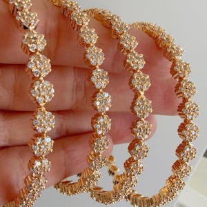 Gold Diamond Bangle 4 PC Set / Gold Cubic Zirconia Designer Bangles /indian Jewelry / CZ Diamond ...