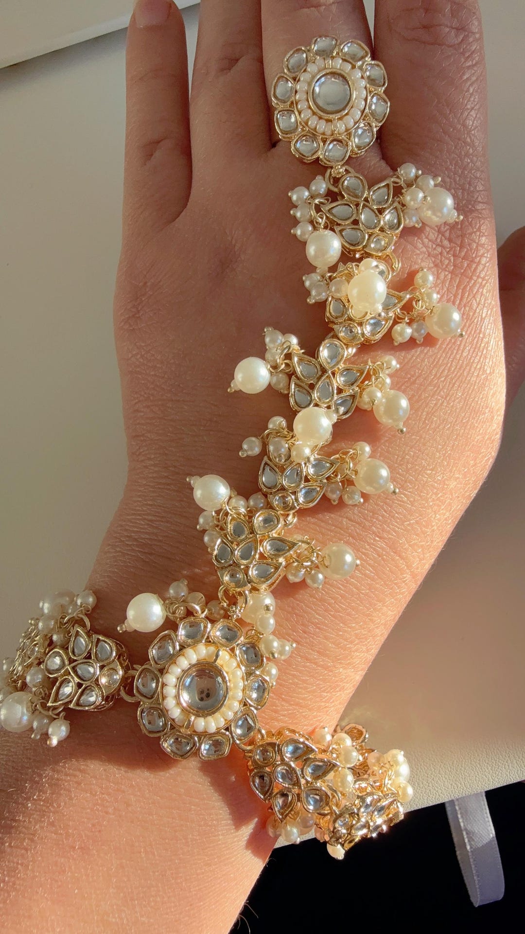 Kundan Hath Paan/bracelet/haath Phool/hathh Panja/hand Harness/indian ...