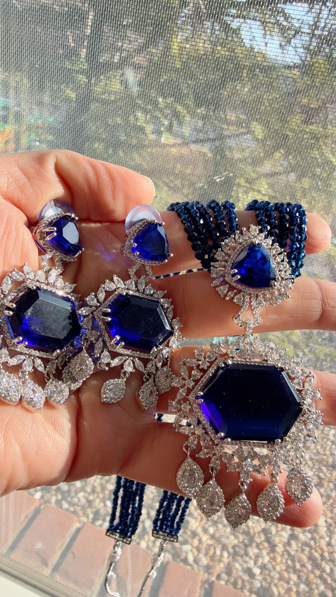 Doublet Diamond Blue Sapphire Rani Haar Necklace/ Kundan Diamond Long ...