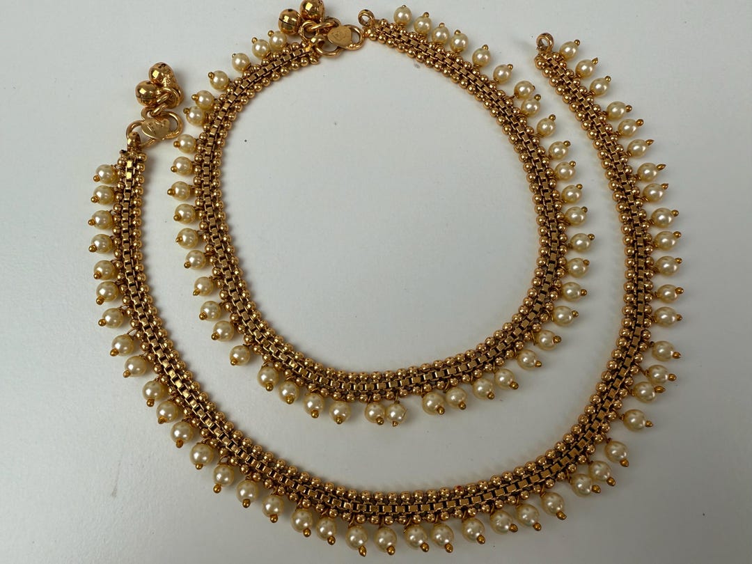 Indian Gold Plated Payal Pair /indian Anklets/ Gold Anklet Payal/bridal ...