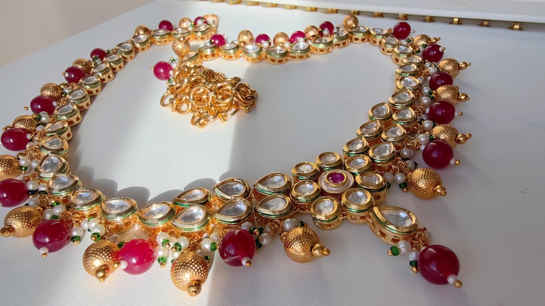 Kundan Moti Belt/indian Belly Chain/ Adjustable Gold Sari Chain/ Bridal ...