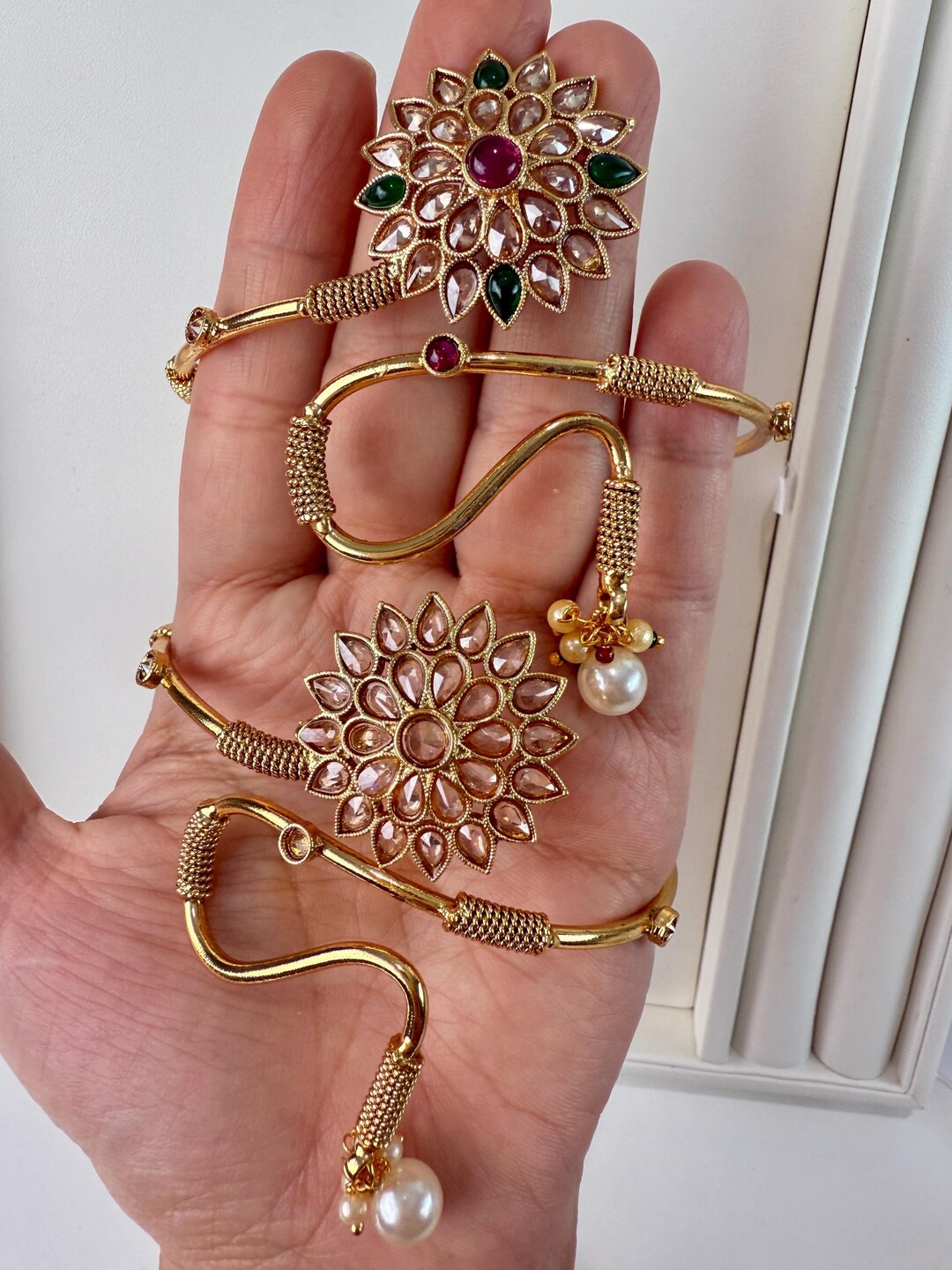 Ruby Green Baju Bandh/indian Wedding Jewelry/vanki/ Armlet/ Indian ...