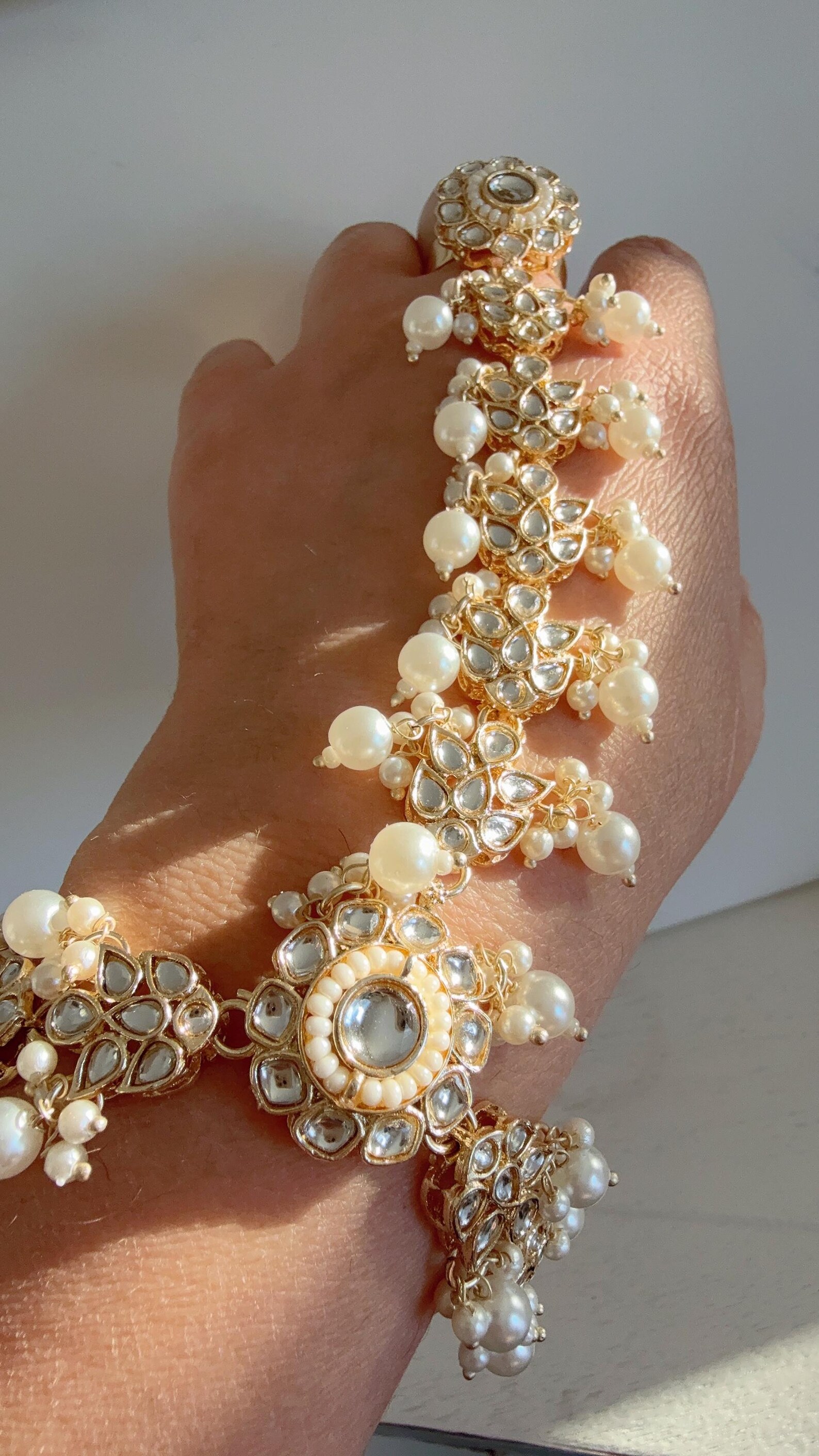 Kundan Hath Paan/bracelet/haath Phool/hathh Panja/hand Harness/indian ...