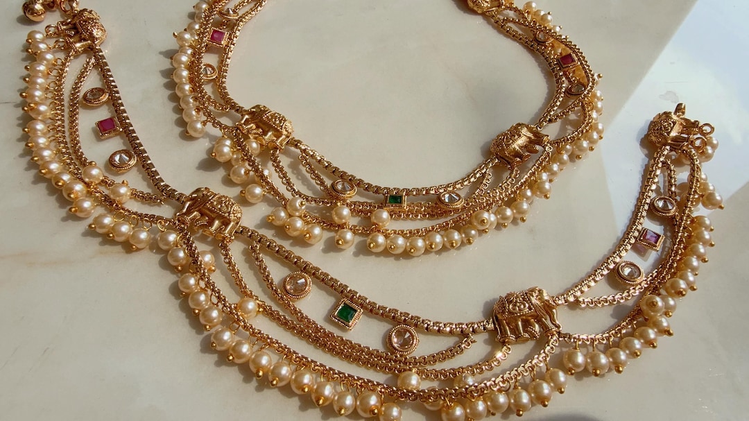 Elephant Gold Plated Bridal Payal Pair / Gold Anklet Payal/bridal ...