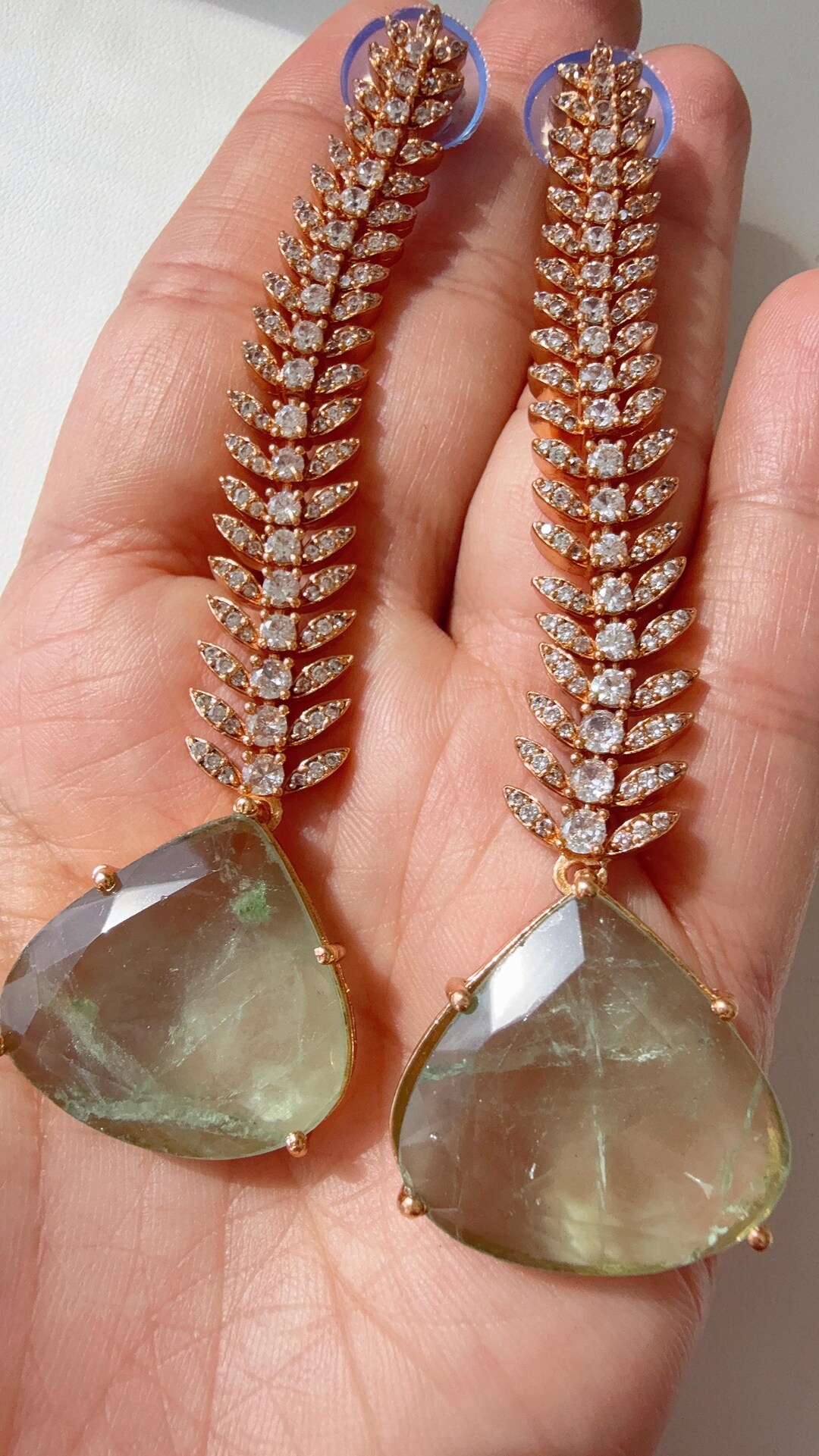 Sam Mint Doublet Diamond Earrings/chandelier Earrings/mint Doublet ...