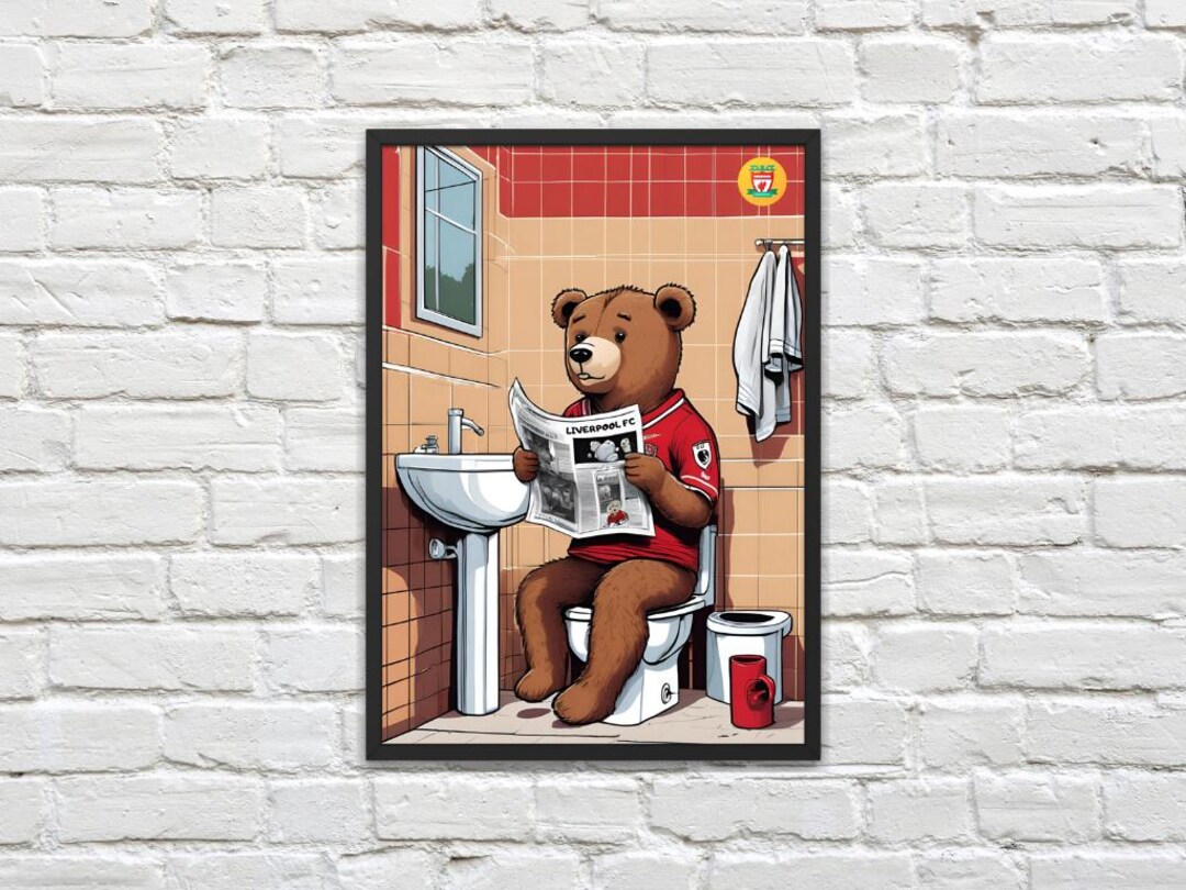 Liverpool FC Teddy Bear Art Print liverpool Football Club Decor Unique ...