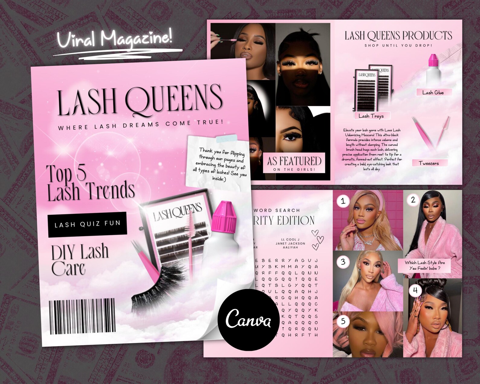 Lash Technician Magazine Template: Hair, Nails, Makeup (canva, 8.5x11 ...