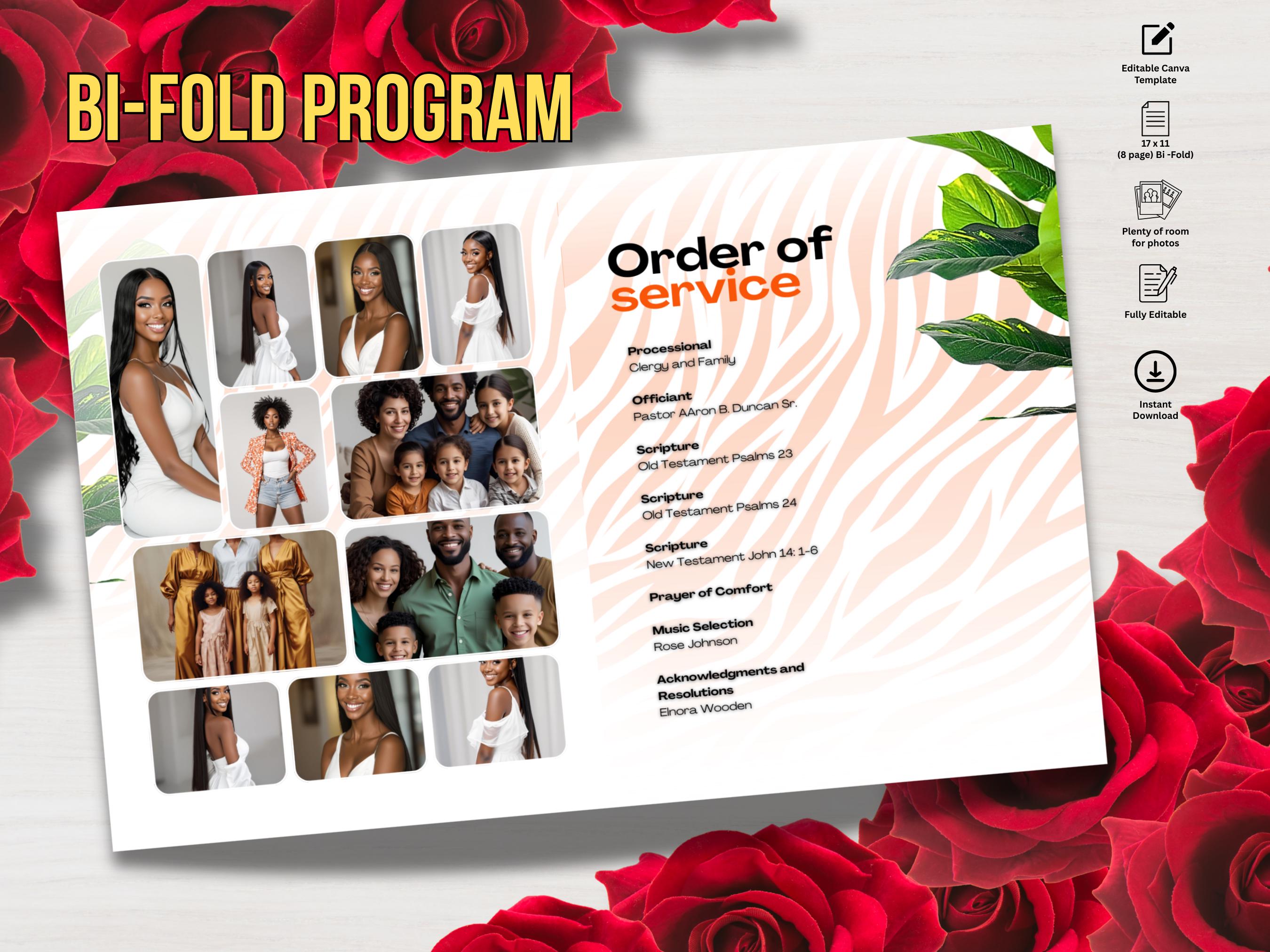 Orange Funeral Program Template: Celebration of Life, Obituary (8.5x11 ...