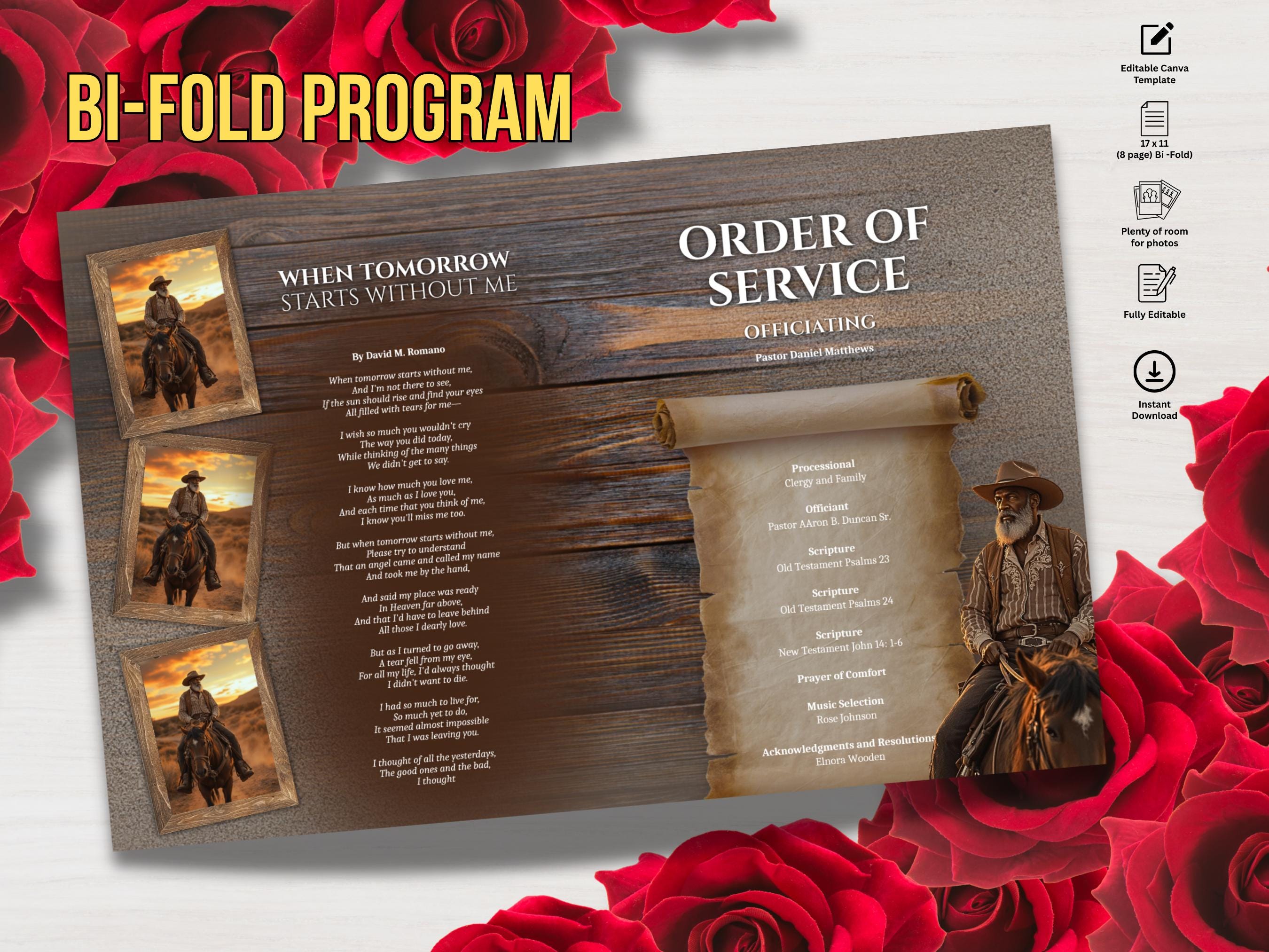 Funeral Program Template: 8-page Brown Obituary, Canva (digital File ...