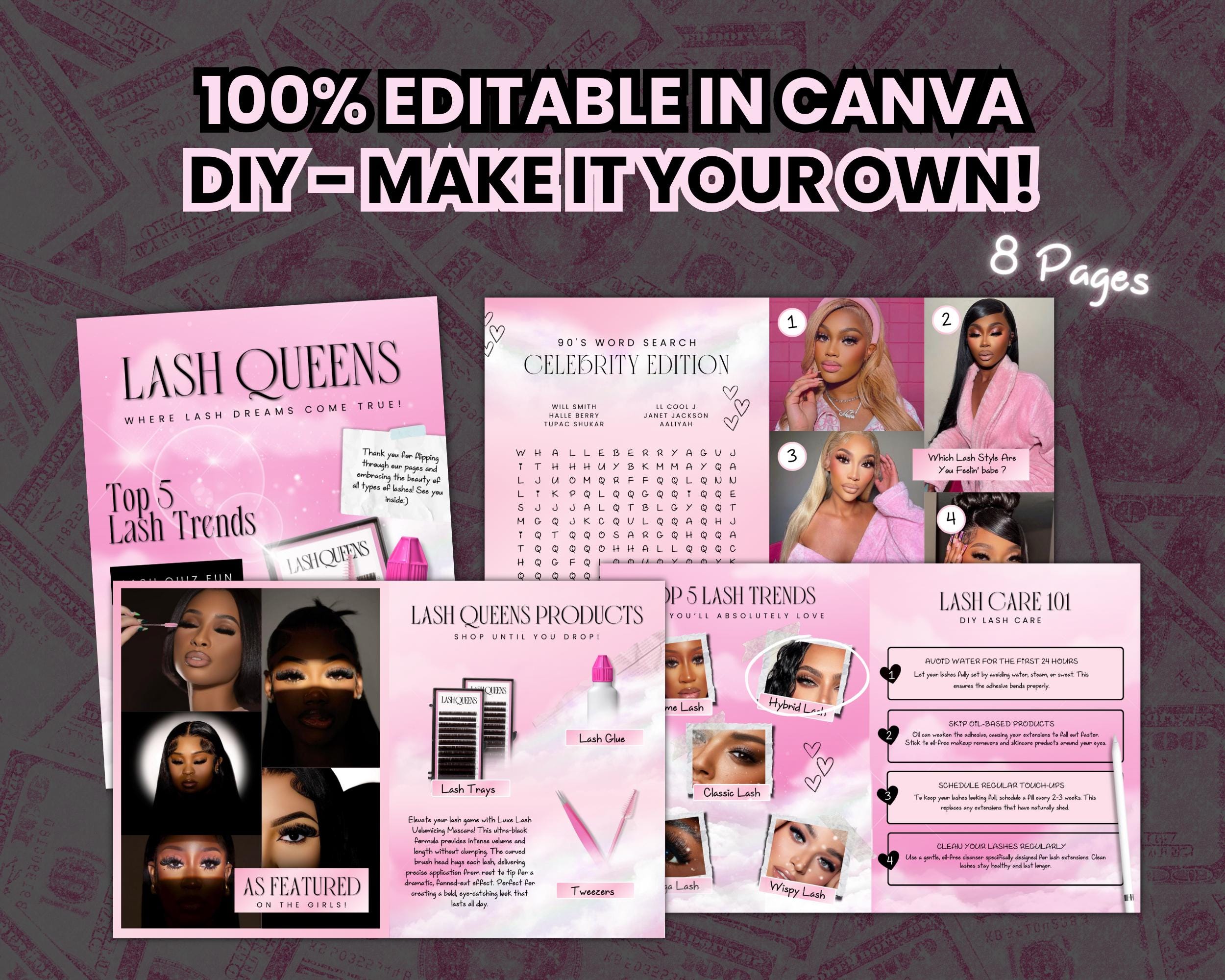 Lash Technician Magazine Template: Hair, Nails, Makeup (canva, 8.5x11 ...