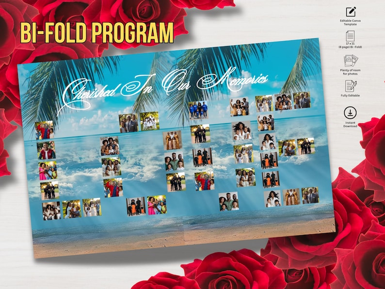 Blue Ocean Funeral Program Template: 8-page Obituary (8.5x11) Canva (digital Download) - Etsy