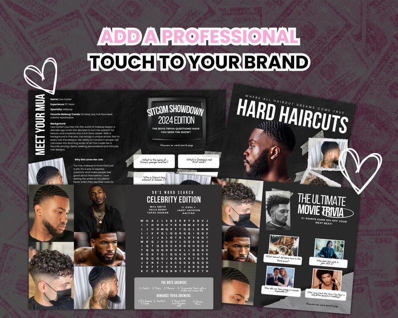 Barber Shop Magazine Template: Men's Haircuts & Styles (canva Editable ...