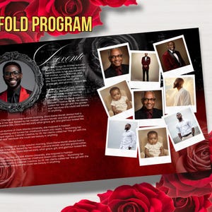 Red & Black Funeral Program Template: Celebration of Life (8.5x11 ...