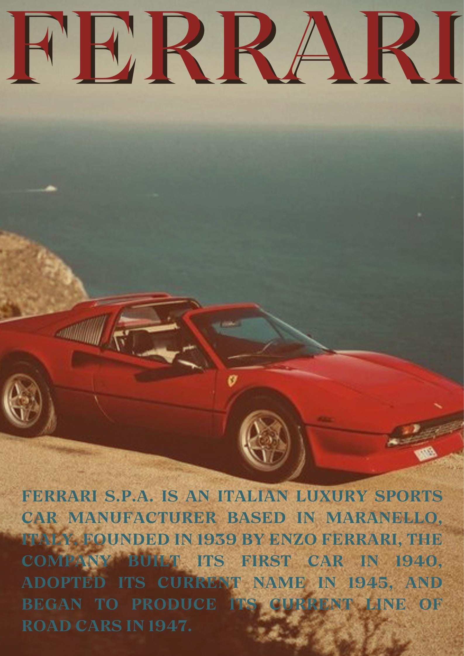 Ferrari Poster 01 - Etsy