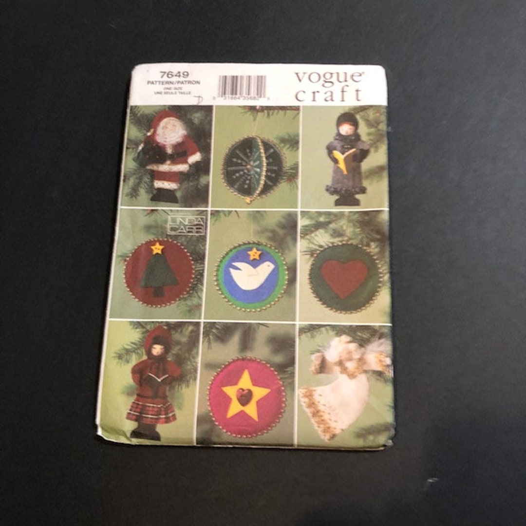 Vogue Crafts 7649 Sewing Pattern Christmas Decor Felt Ornaments Xmas ...