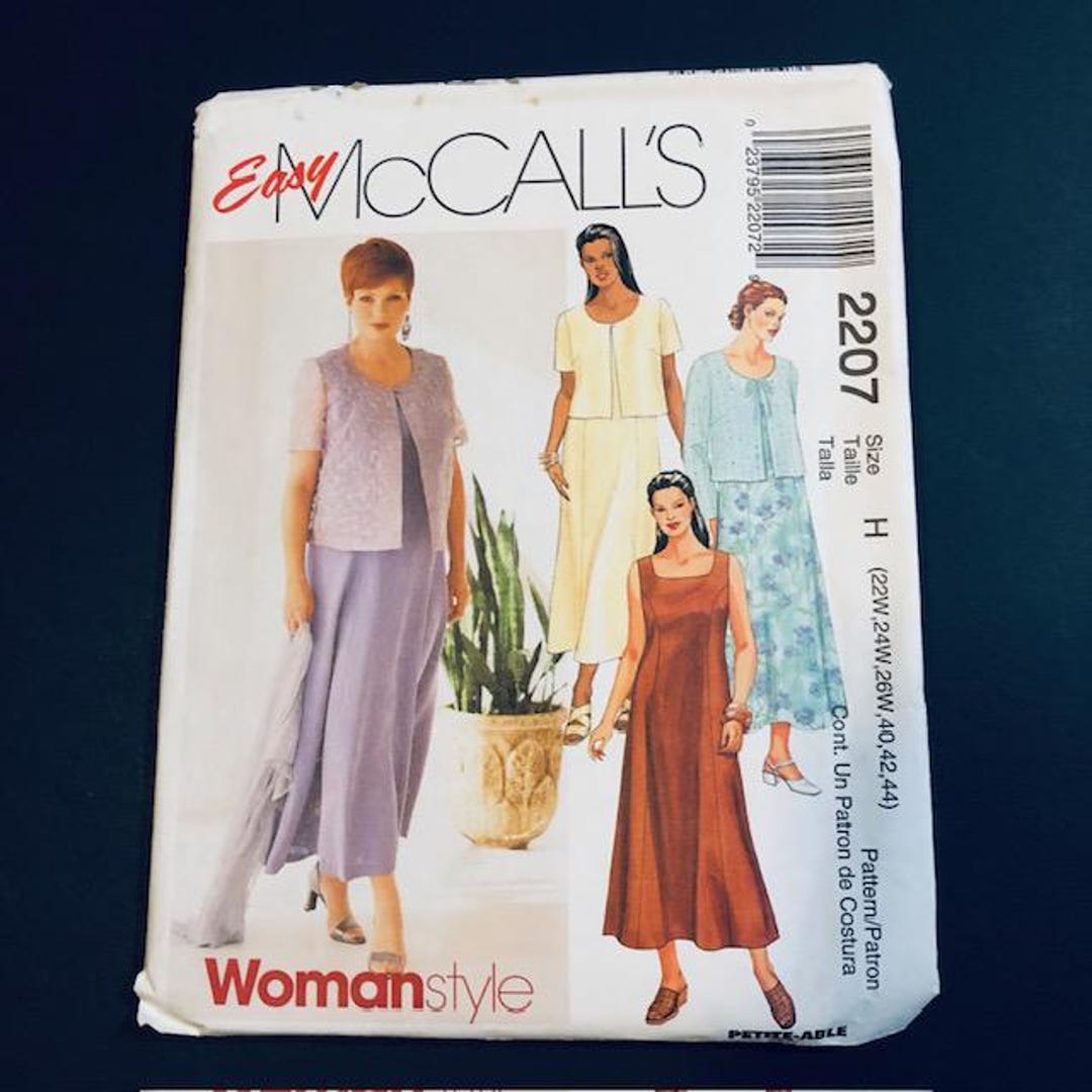 Mccall's 2207 Sewing Pattern Womens Dresses Sizes 22 24 26 40 42 44 ...
