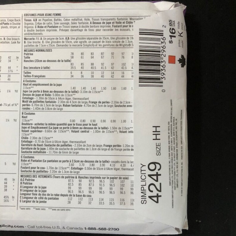 Simplicity 4249 Adult Costume Pattern Uncut Factory Folded - Etsy