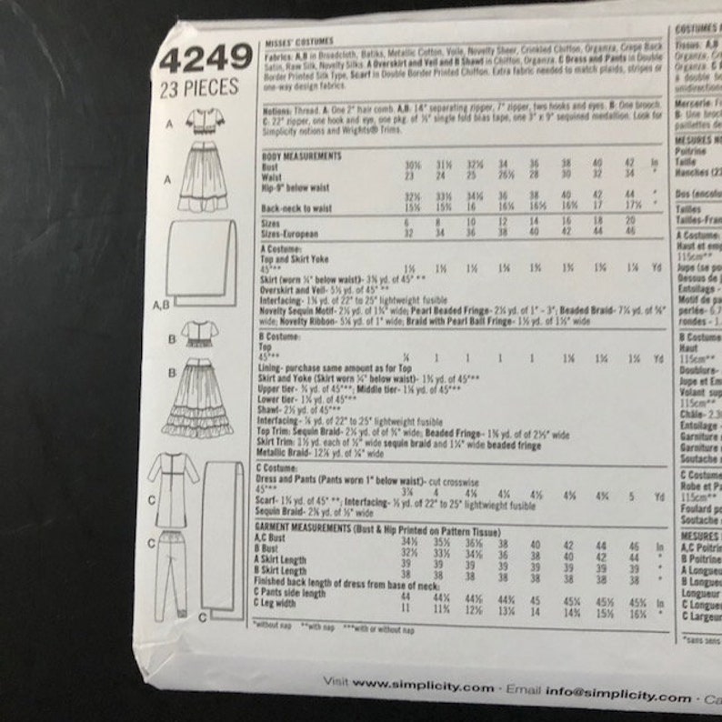 Simplicity 4249 Adult Costume Pattern Uncut Factory Folded - Etsy