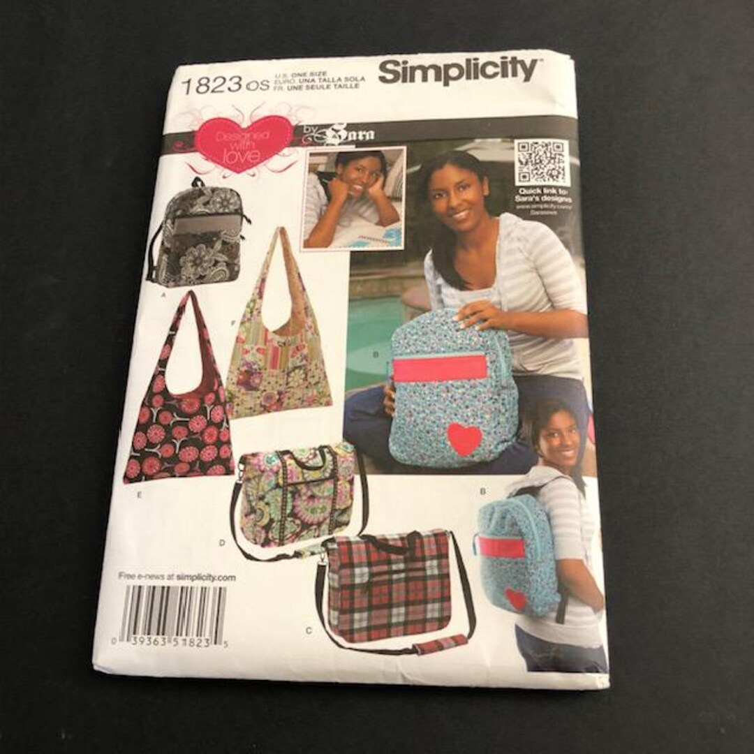 Simplicity Sewing Pattern 1823 Tote Bags Back Pack Cross Body Uncut ...