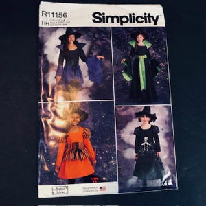 Simplicity Costume Sewing Pattern R11156 Children's Girl 3 - 6 Kids Witch Halloween Costume ...