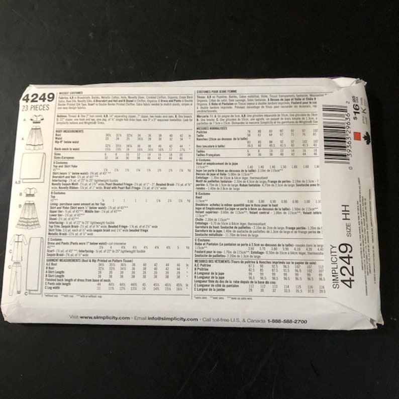 Simplicity 4249 Adult Costume Pattern Uncut Factory Folded - Etsy