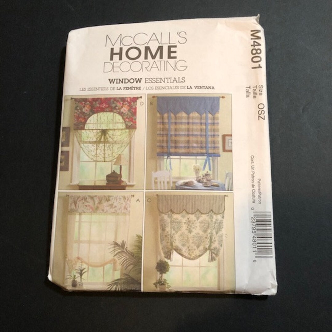 Mccalls Sewing Pattern M4801 OSZ Curtains, Valances and Blinds Uncut ...