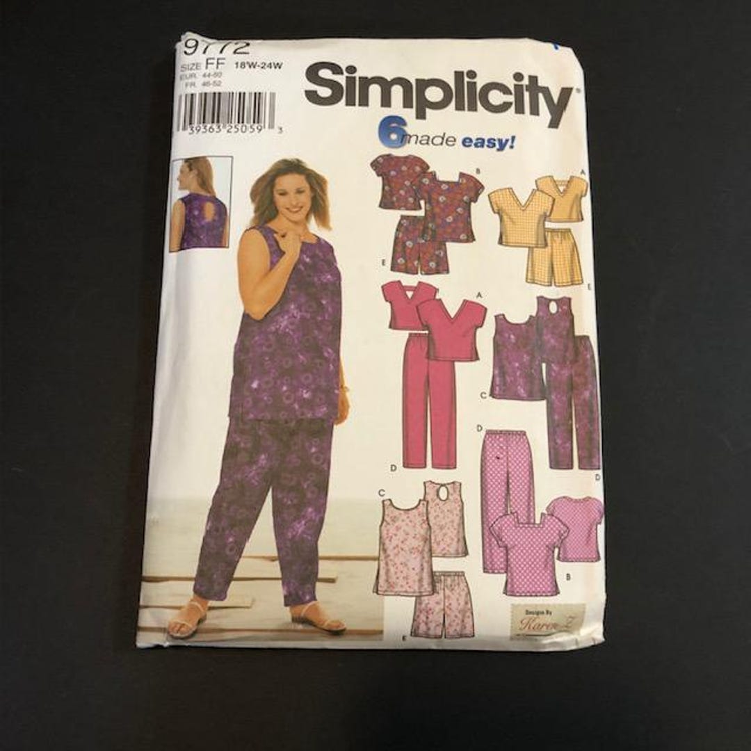 Simplicity Easy Sewing Pattern 9772 18W -24W Plus Size Uncut Shorts ...
