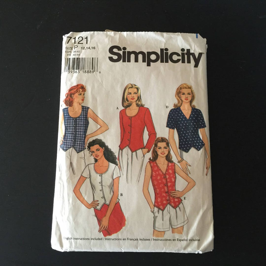Simplicity 7121 Sewing Pattern Womens Short or Long Sleeved Top Size 12 ...