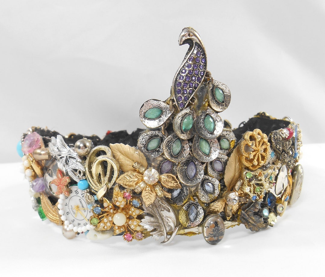 Crown Repurposed Jewelry Sculptures OOAK Art Vintage Now - Etsy
