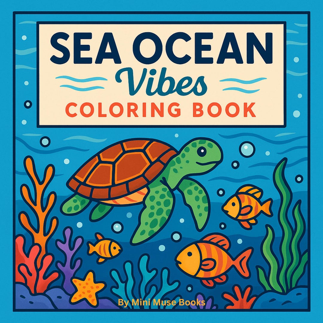 Editable Sea Life Coloring Book, 20 Ocean Pages Canva Template (digital ...