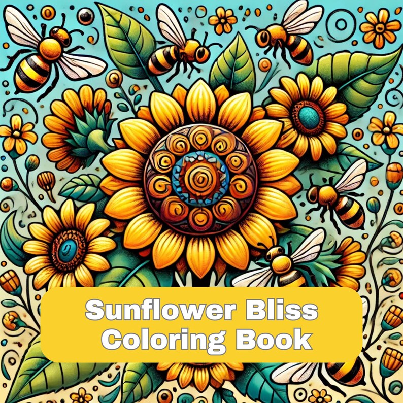 Digital Download | Sunflower Coloring Book | 20-page Printable | Adult ...