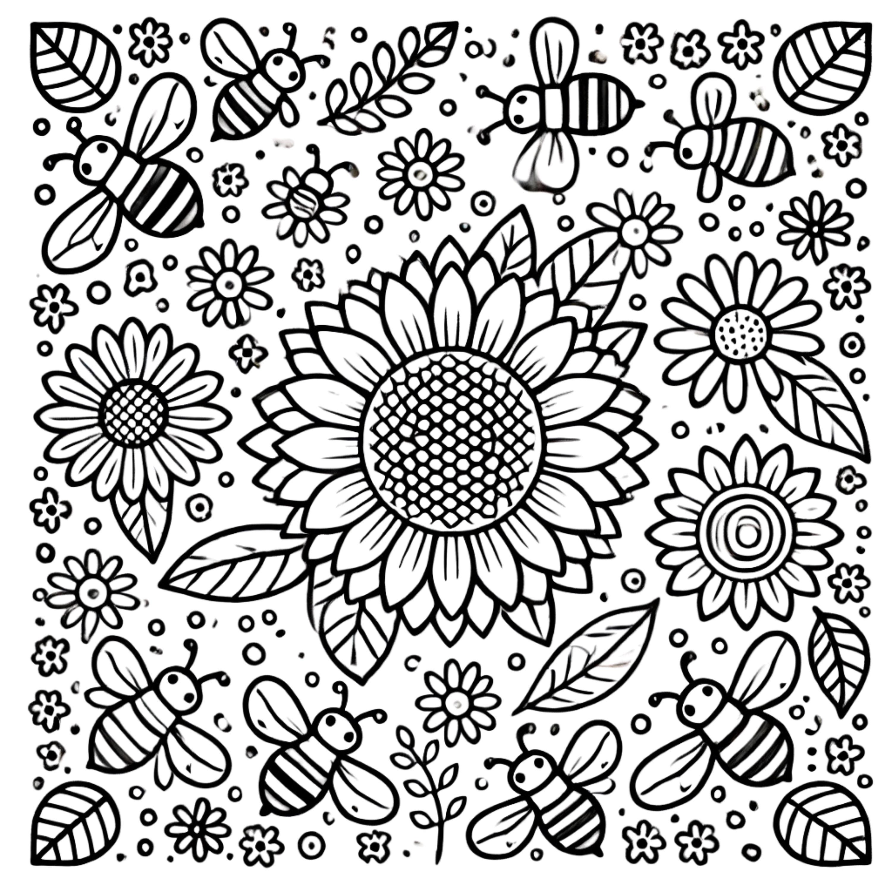 Digital Download | Sunflower Coloring Book | 20-page Printable | Adult ...