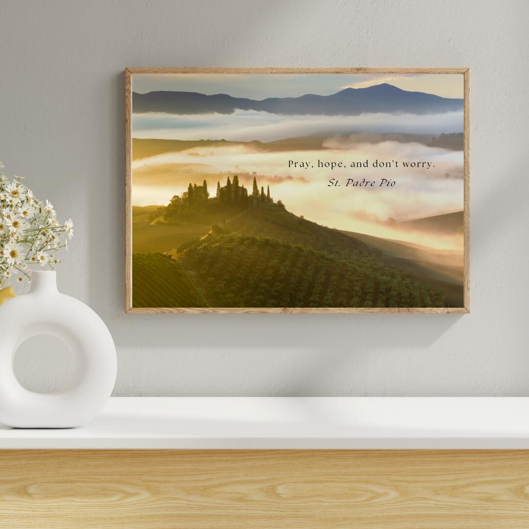 PRINT - St. Padre Pio Wall Print - Pray, Hope, & Don't Worry - Catholic ...