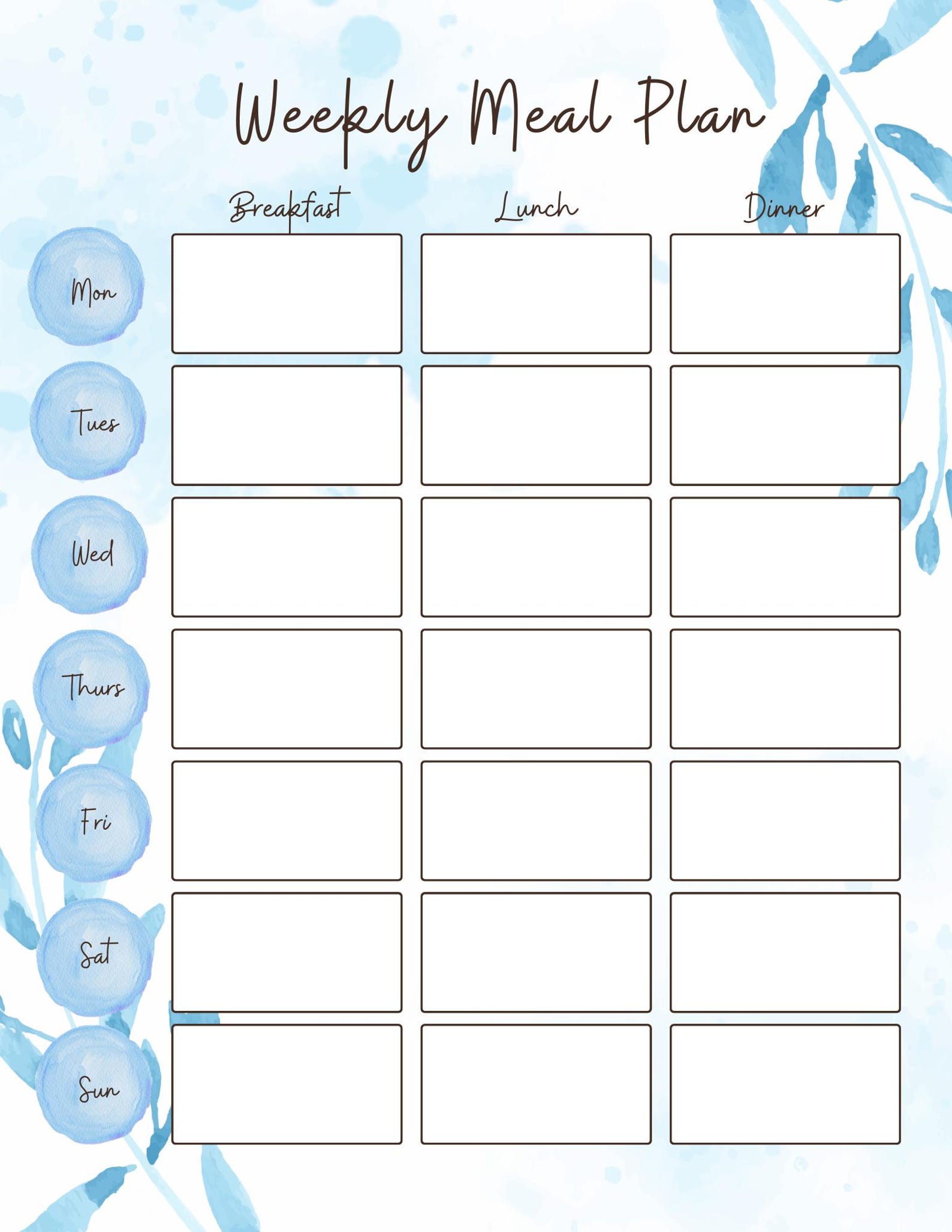 Printable Weekly Meal Planner, INSTANT DOWNLOAD, Weekly Menu Planner ...